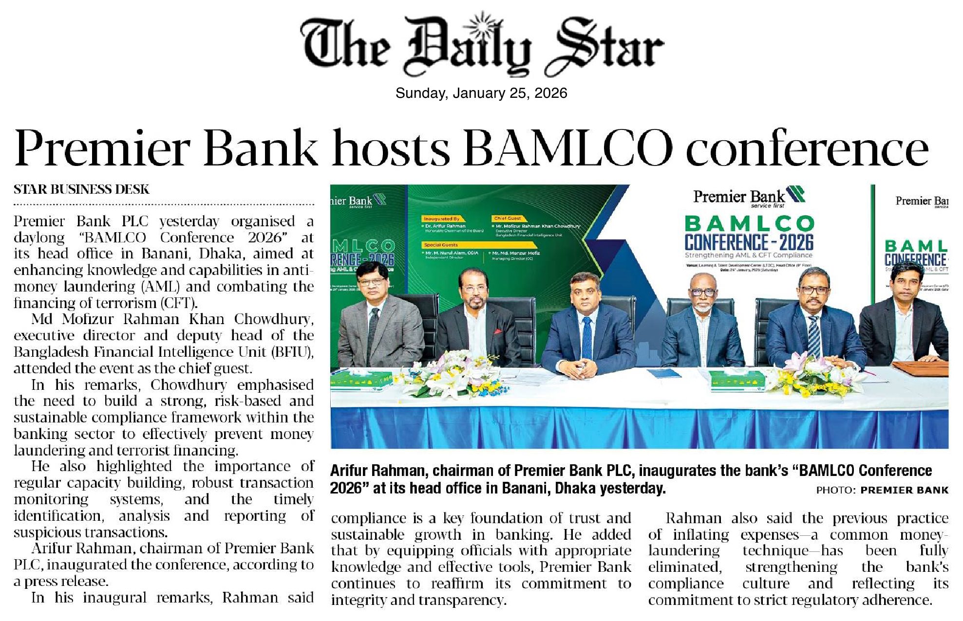 Premier Bank Hosts BAMLCO Conference - The Premier Bank PLC.